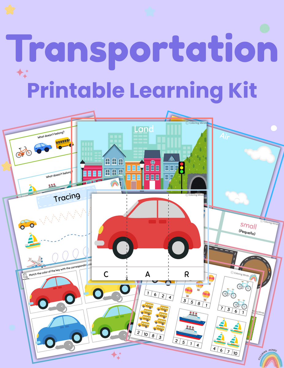 Transportation - Printable Learning Kit – Coloring Minds